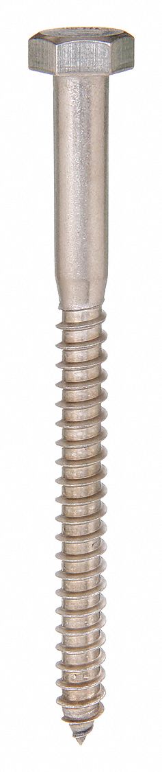 3/8" Size, 6 in Lg, Hex Head Lag Screw - 3AWY2|U51900.037.0600 - Grainger