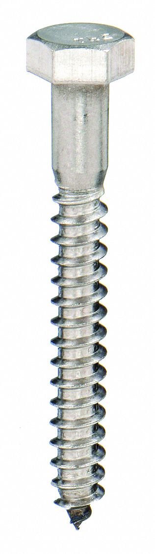 3/8" Size, 2 1/2 in Lg, Hex Head Lag Screw - 1VB63|U51900.037.0250 ...
