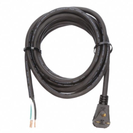Power Cord, 14 AWG, Number of Conductors 3, Rubber, Black, 15.0, 12 ft ...