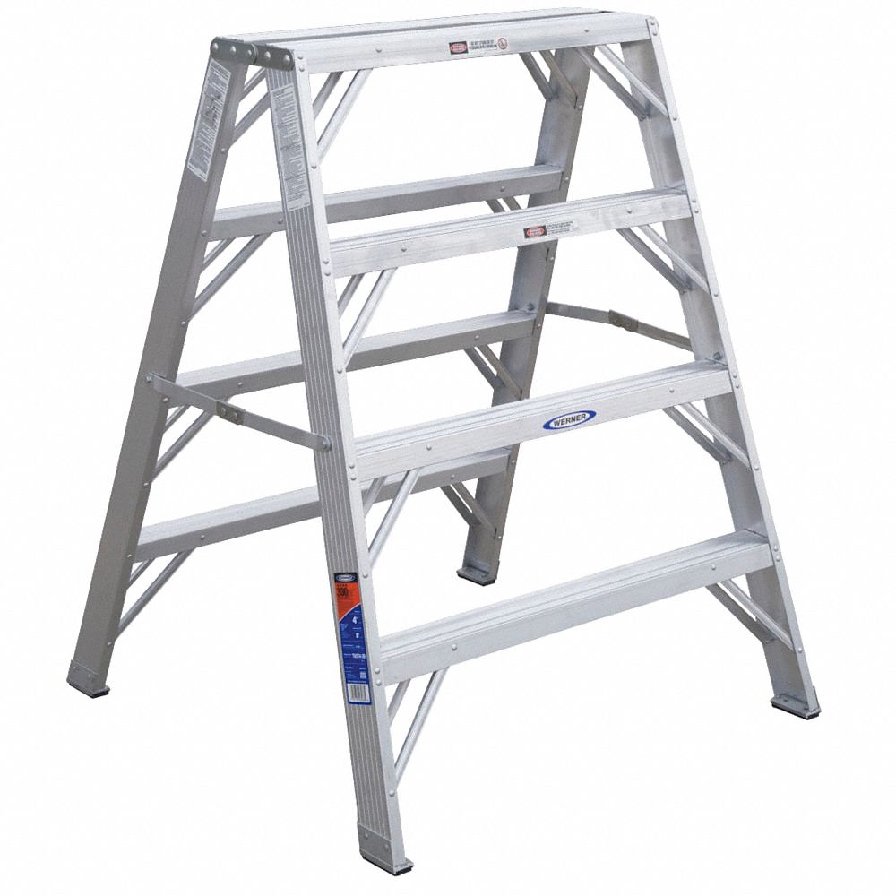 WERNER, 4 Steps, 4 ft Overall Ht, Step Stool - 3AZU3|TW374-30 - Grainger