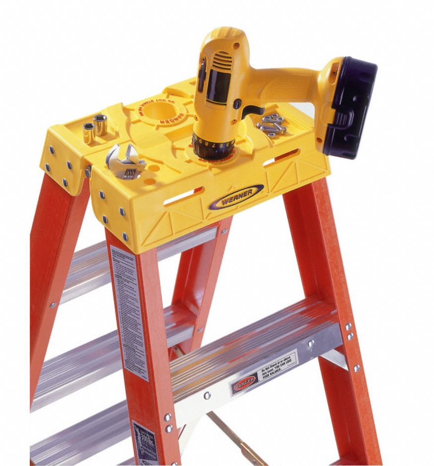 WERNER Twin Stepladder: 6 ft Ladder Ht, 5 Steps, 300 lb Load Capacity ...
