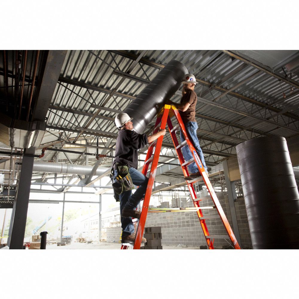 WERNER Twin Stepladder: 10 ft Ladder Ht, 9 Steps, 300 lb Load Capacity ...