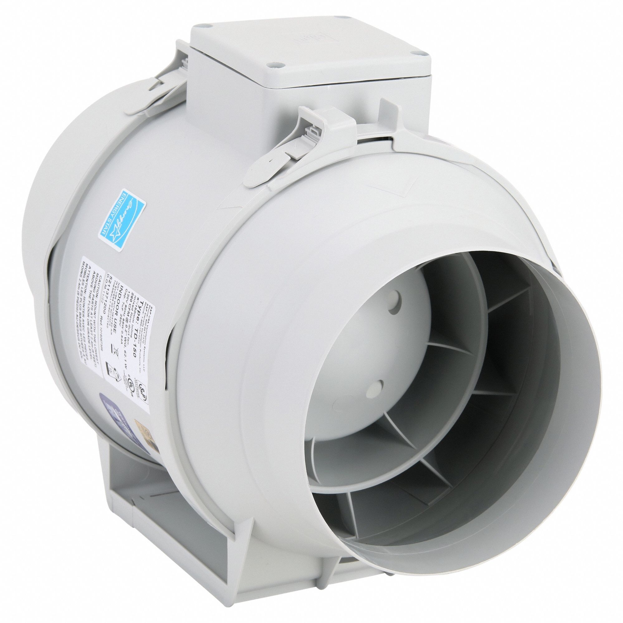 293 cfm Max., 6 in Duct, In-Line Duct Fan - 3CGA1|KIT-TD150 - Grainger