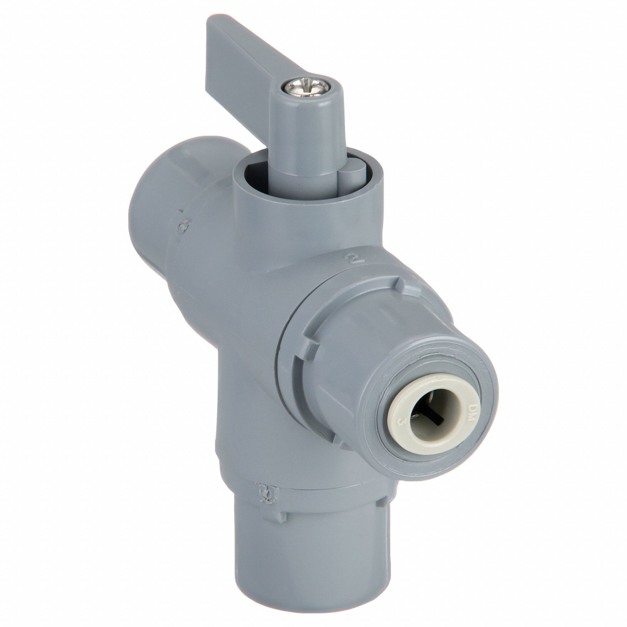 1/4 in, PVC, Manual Three-Way Ball Valve - 3CGG8|6901190 - Grainger