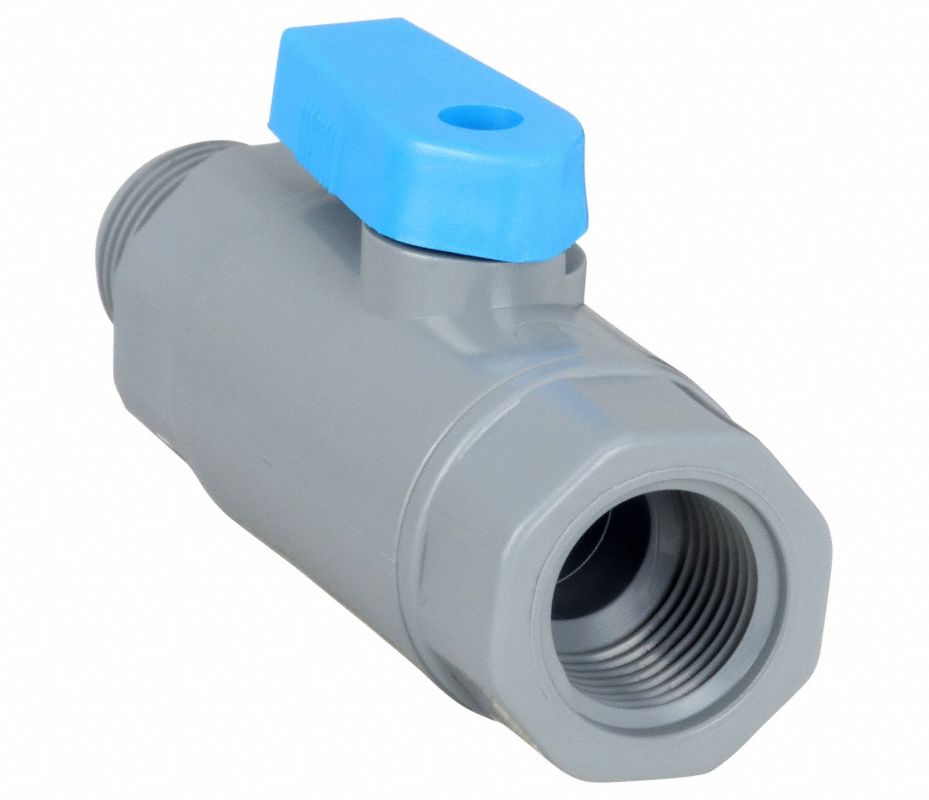 APPROVED VENDOR Válvula Esférica PVC (H)NPT x (M)NPT, Largo, 3/8 ...