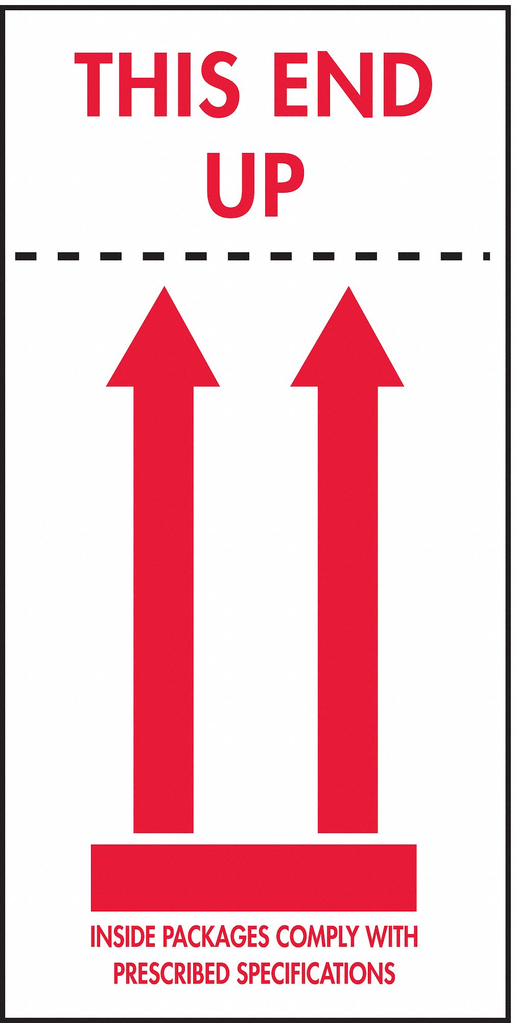 This End Up, Comply w/Spec., 8 in x 4 in, Instructional Handling Label ...