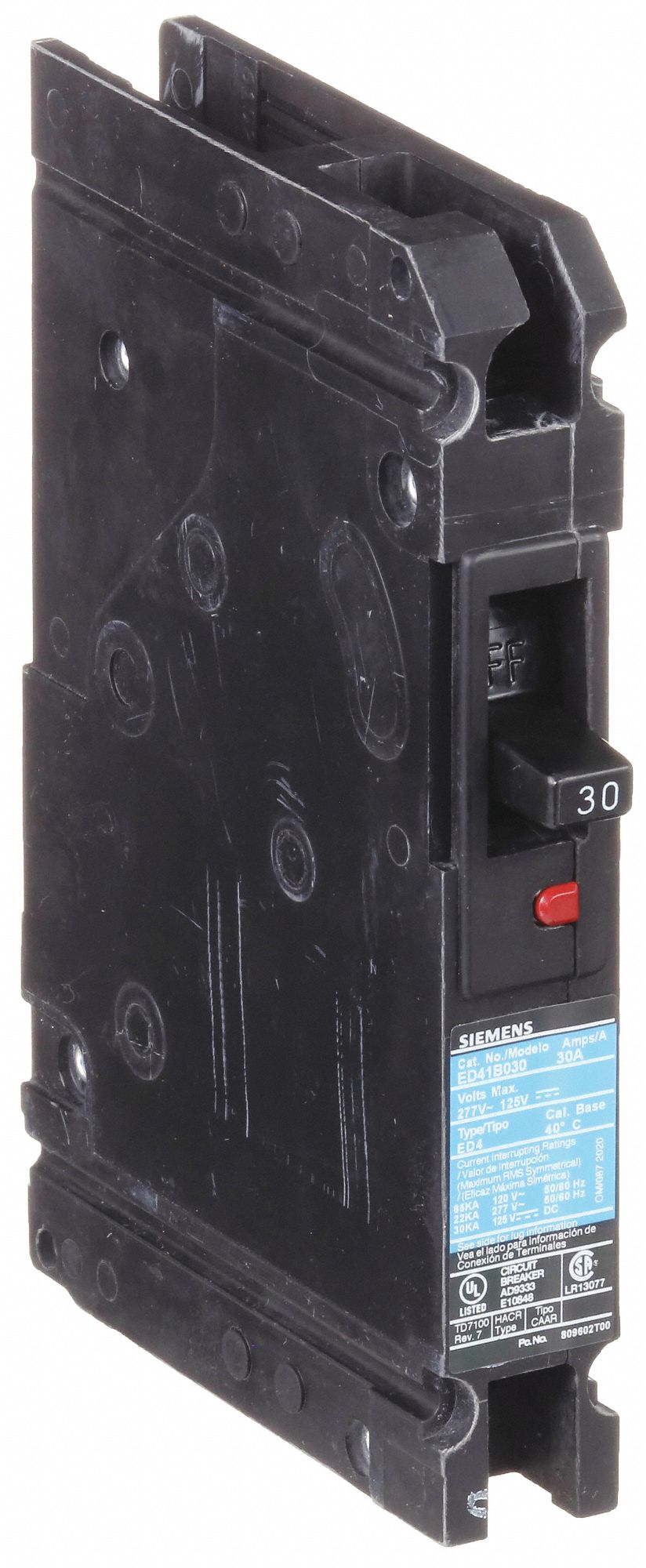 SIEMENS, 30 A Amps, 22kA at 277V AC, Molded Case Circuit Breaker - 3CMG6|ED41B030 - Grainger