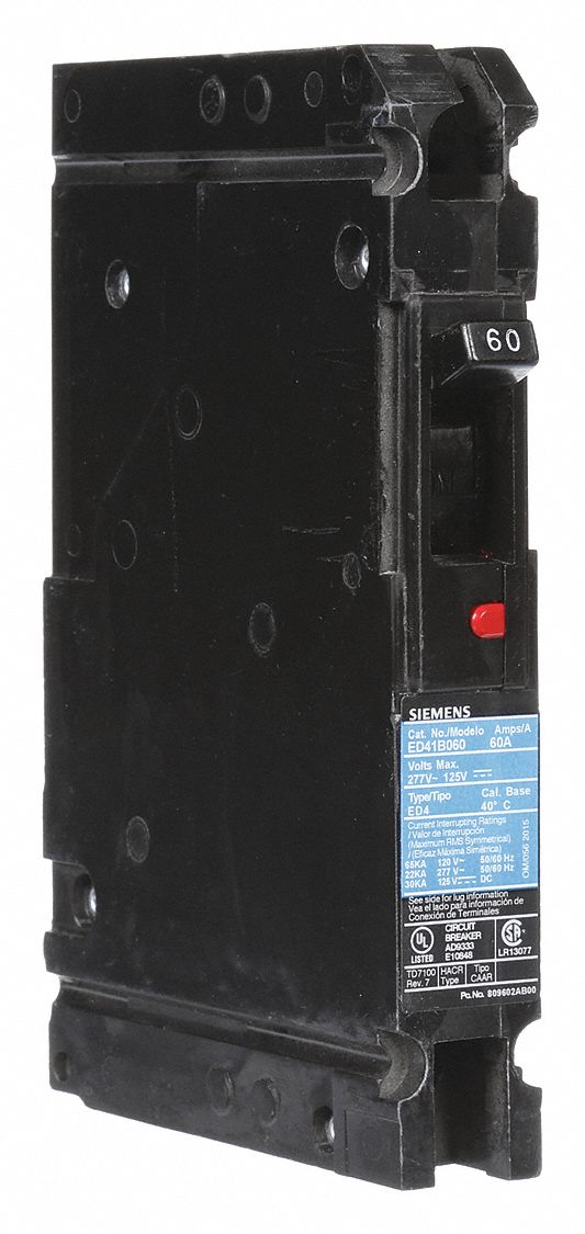 SIEMENS, 60 A Amps, 22kA at 277V AC, Molded Case Circuit Breaker - 3CMG9|ED41B060 - Grainger
