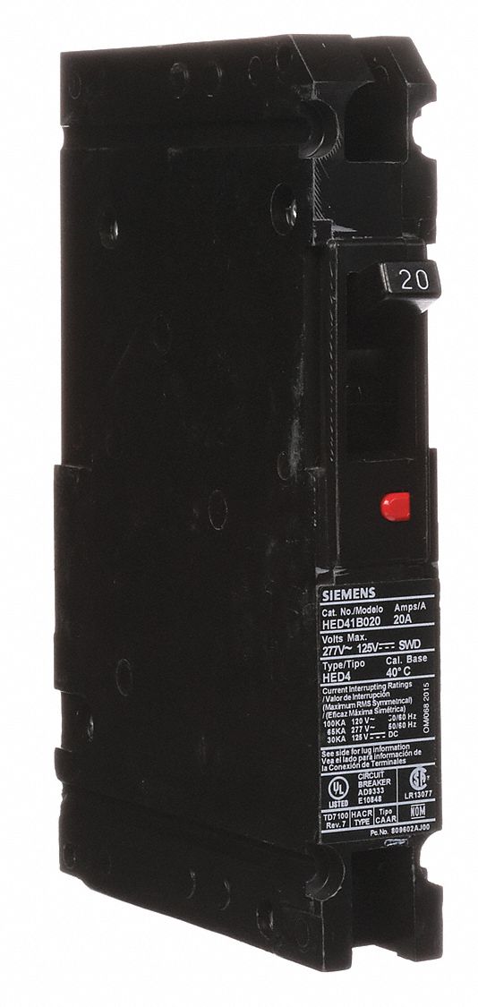 SIEMENS, 20 A Amps, 65kA at 277V AC, Molded Case Circuit Breaker - 3CMN1|HED41B020 - Grainger