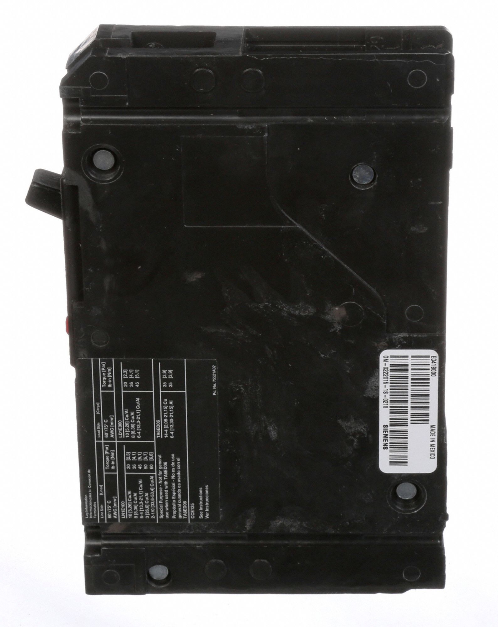 SIEMENS Molded Case Circuit Breaker: 30 A Amps, 65kA at 277V AC, Fixed, Load Side Lug, Any ...