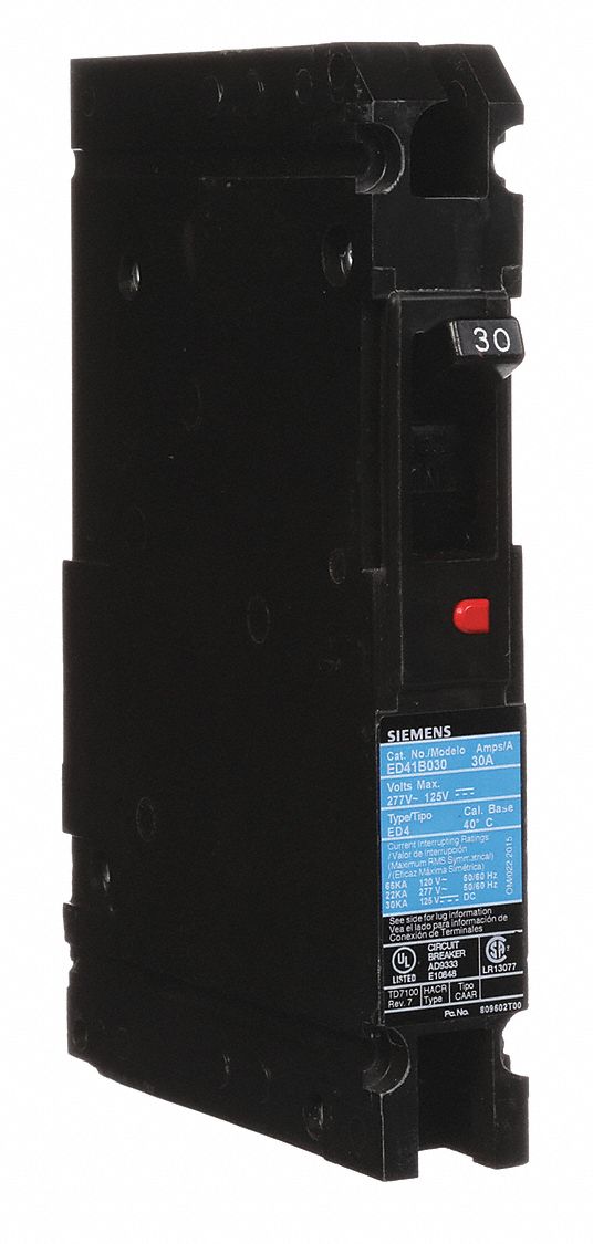 SIEMENS, 30 A Amps, 65kA at 277V AC, Molded Case Circuit Breaker - 3CMN2|HED41B030 - Grainger
