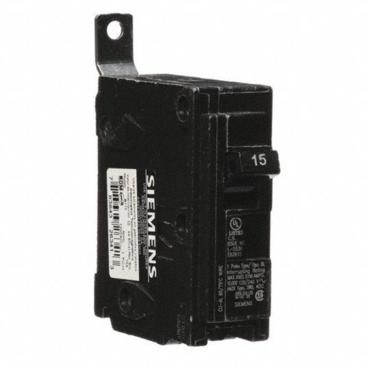 SIEMENS Miniature Circuit Breaker: 15 A Amps, 120/240V AC, Single Phase ...