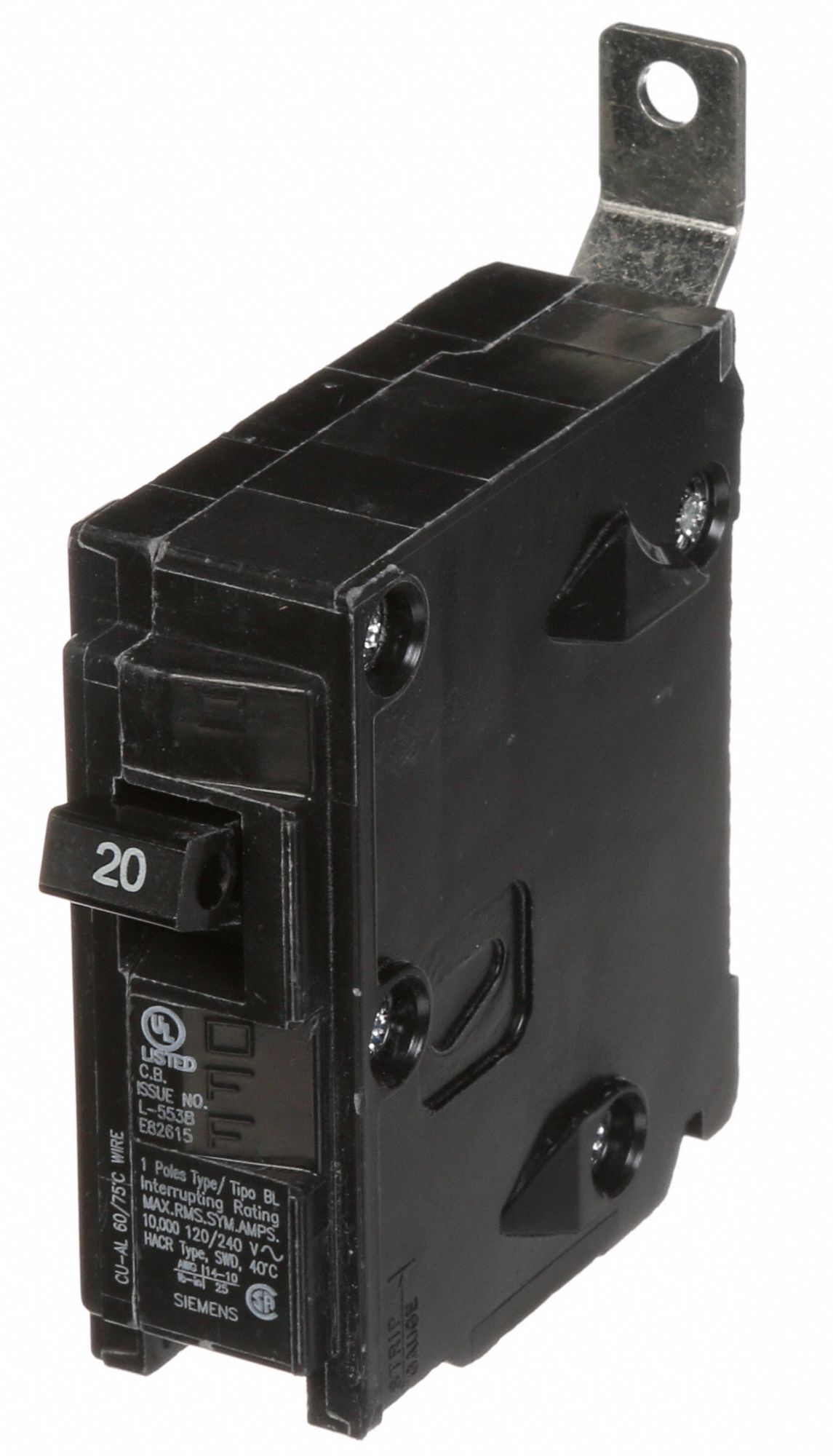 SIEMENS Miniature Circuit Breaker: 20 A Amps, 120/240V AC, Single Phase ...