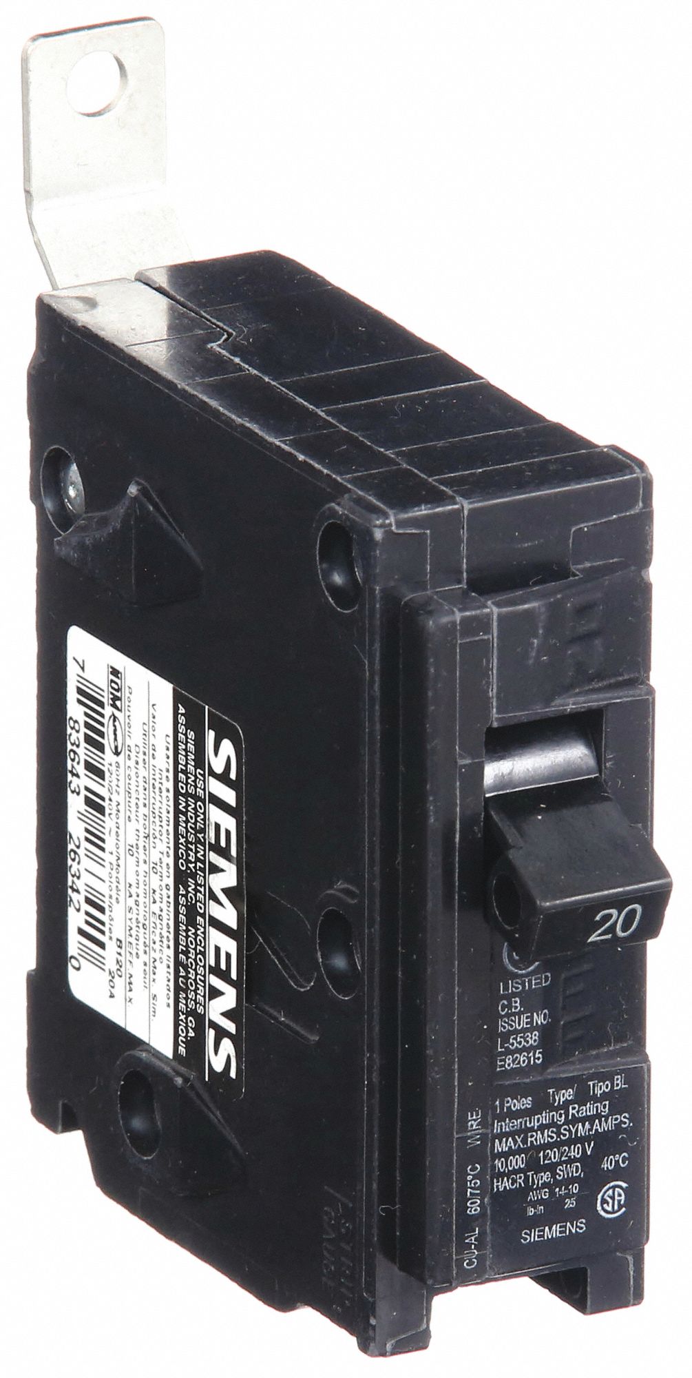 20 A Amps, 120/240V AC, Miniature Circuit Breaker - 3CMY1|B120 - Grainger