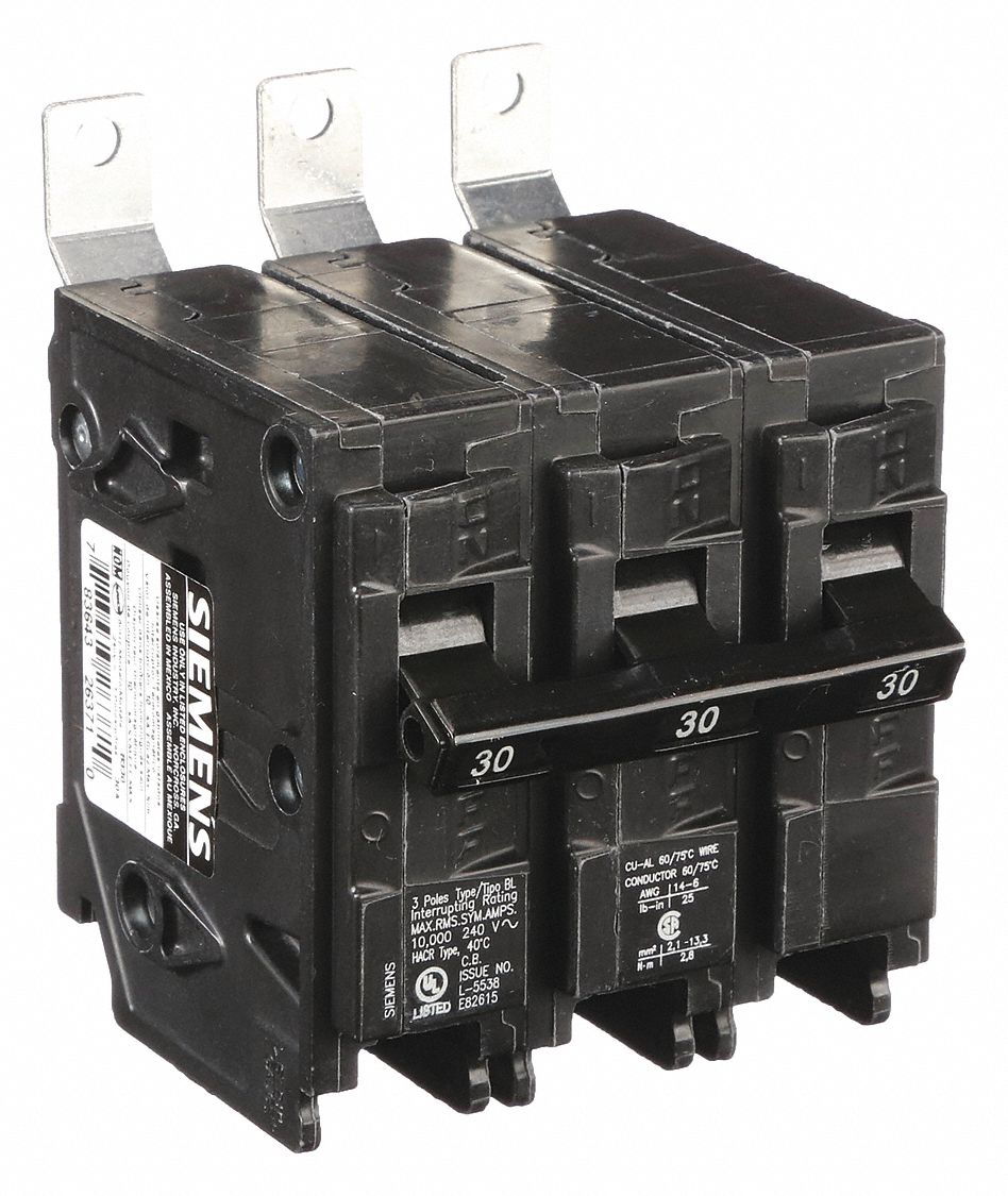30 A Amps, 240V AC, Bolt On Circuit Breaker - 3CNA8|B330 - Grainger