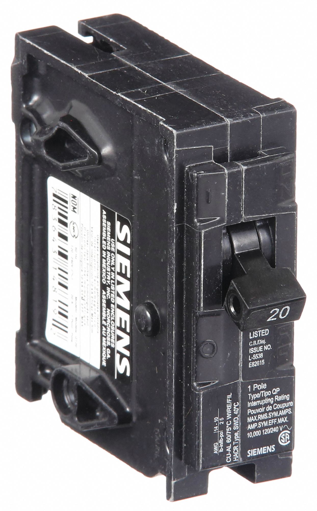20 A Amps, 120V AC, Miniature Circuit Breaker - 3CNE8|Q120 - Grainger