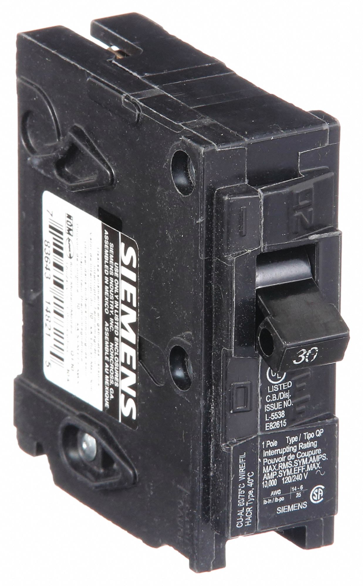 30 A Amps, 120V AC, Miniature Circuit Breaker - 3CNF3|Q130 - Grainger