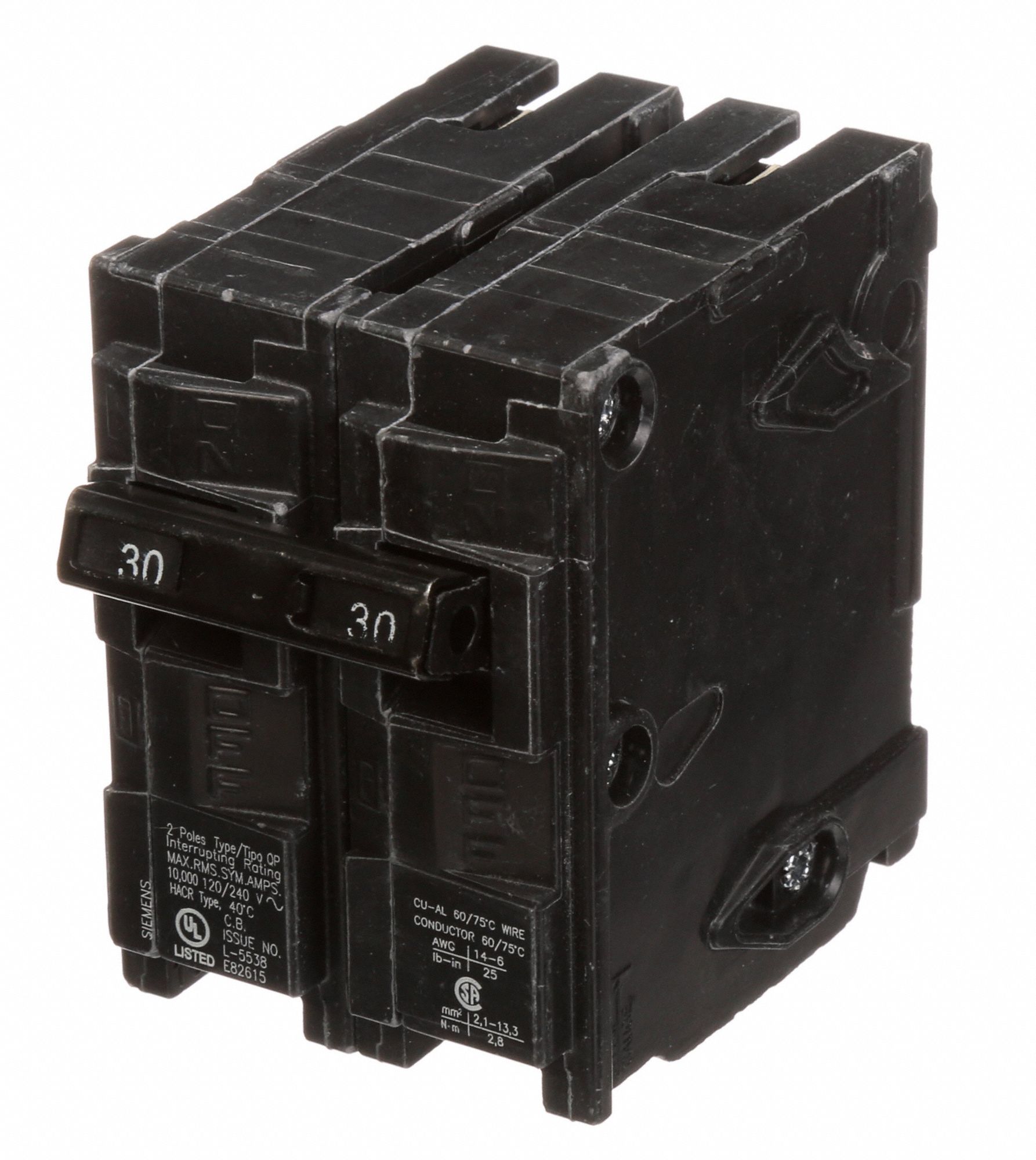SIEMENS Miniature Circuit Breaker: 30 A Amps, 120/240V AC, Single Phase ...