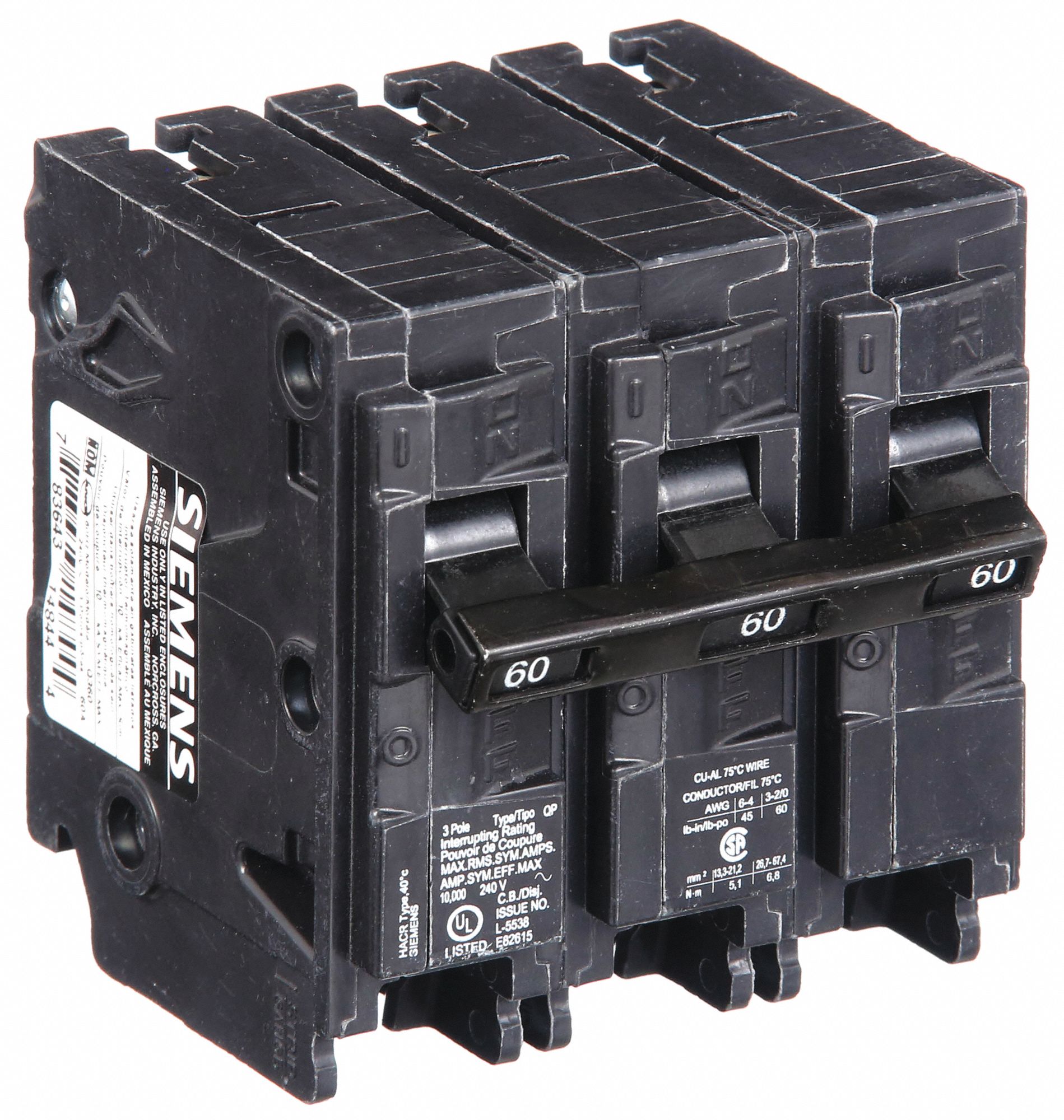 60 A Amps, 240V AC, Miniature Circuit Breaker - 3CNK7|Q360 - Grainger