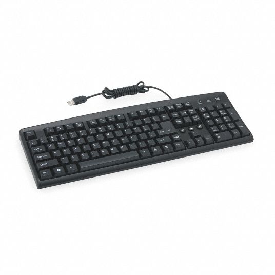Corded Keyboard, Black, USB - Grainger