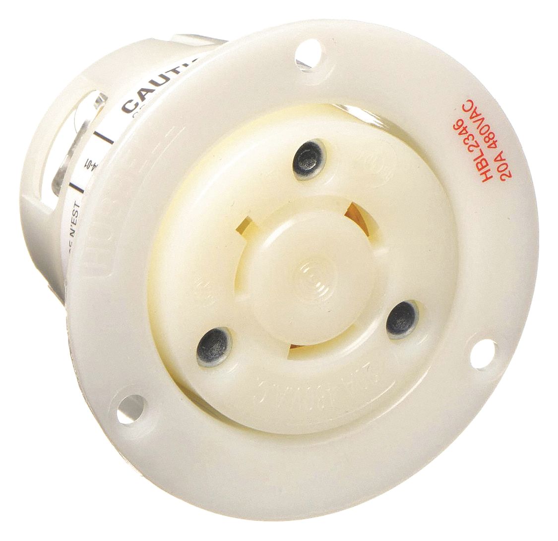 L8-20R, 20 A, Flanged Locking Receptacle - 3D039|HBL2346 - Grainger