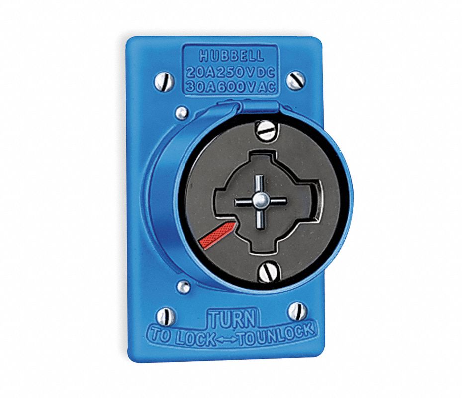 HUBBELL WIRING DEVICE-KELLEMS Receptáculo,Azul, 250VCD/600VCA Voltaje ...