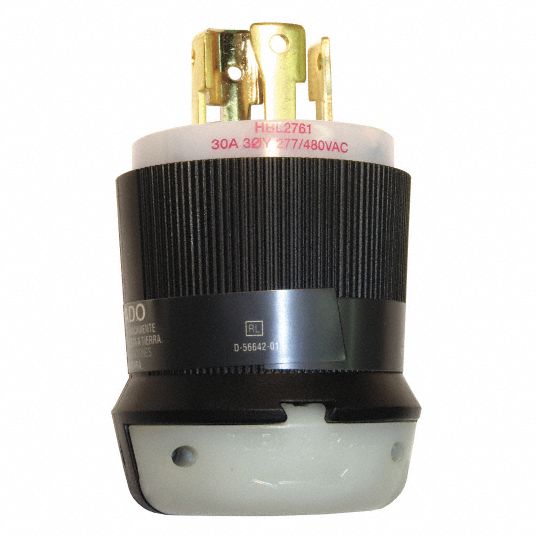 L19-30P, 277/480V AC, Locking Plug - 3D101|HBL2761 - Grainger