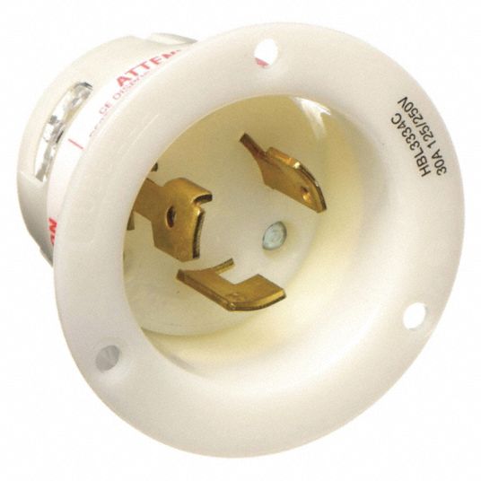 Non-NEMA, 30 A, Flanged Locking Inlet - 3D112|HBL3334C - Grainger