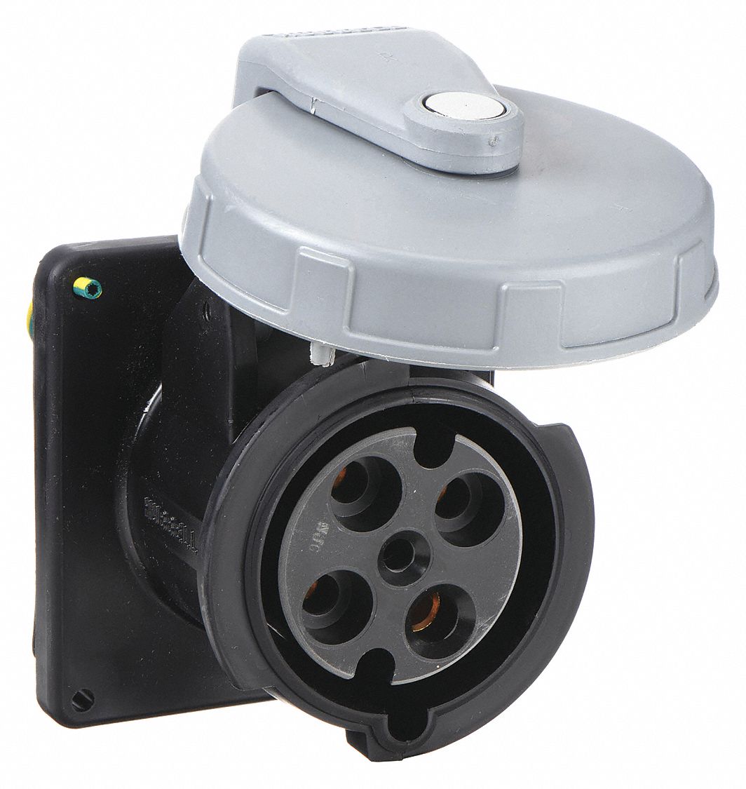 60 A, 600V AC, Watertight Pin and Sleeve Receptacle - 3D164|HBL460R5W ...