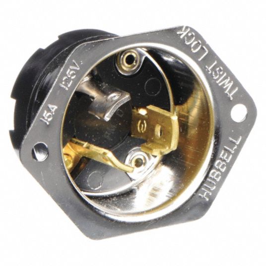 HUBBELL, L5-15P, 15 A, Flanged Locking Inlet - 3D169|HBL4716 - Grainger