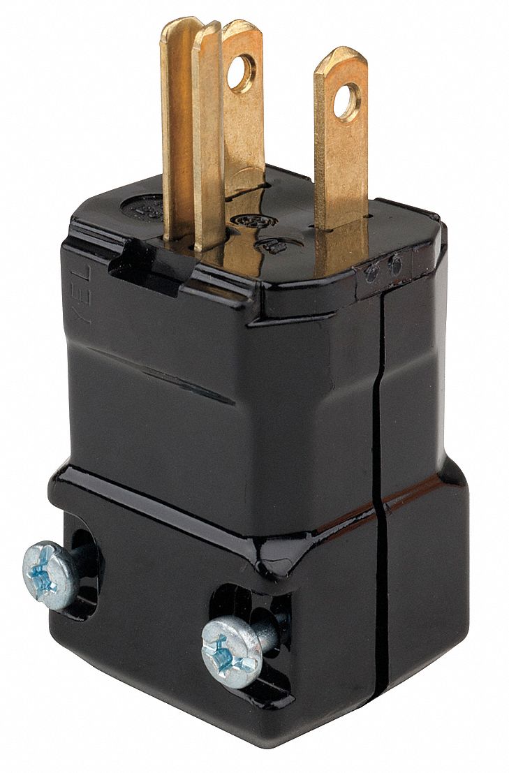 HUBBELL WIRING DEVICE-KELLEMS VALISE PLUG 15A 125V 5-15P BK - Straight ...