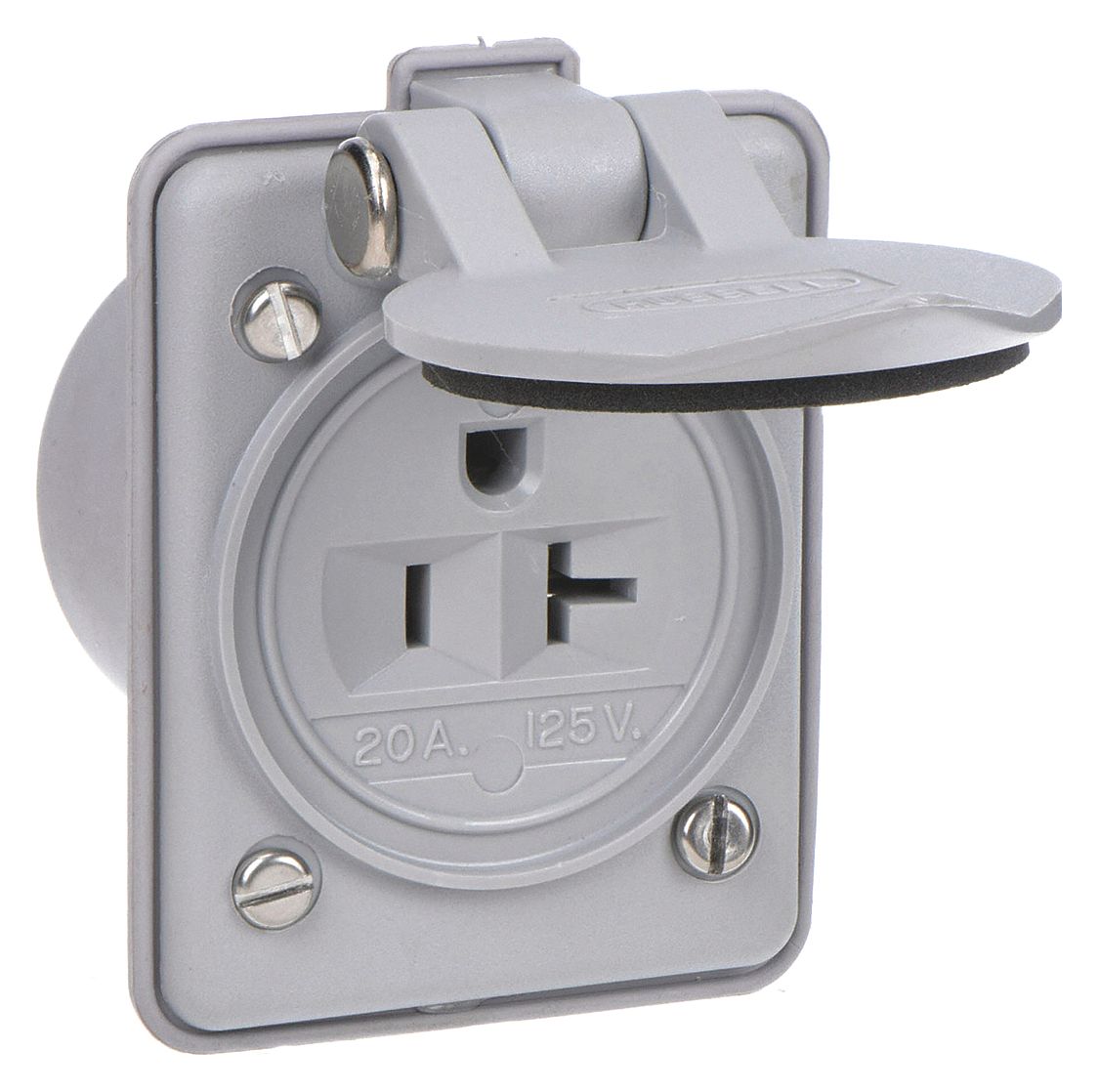 20 A, Harsh and Heavy Use Industrial, Flanged Receptacle, Gray, No ...