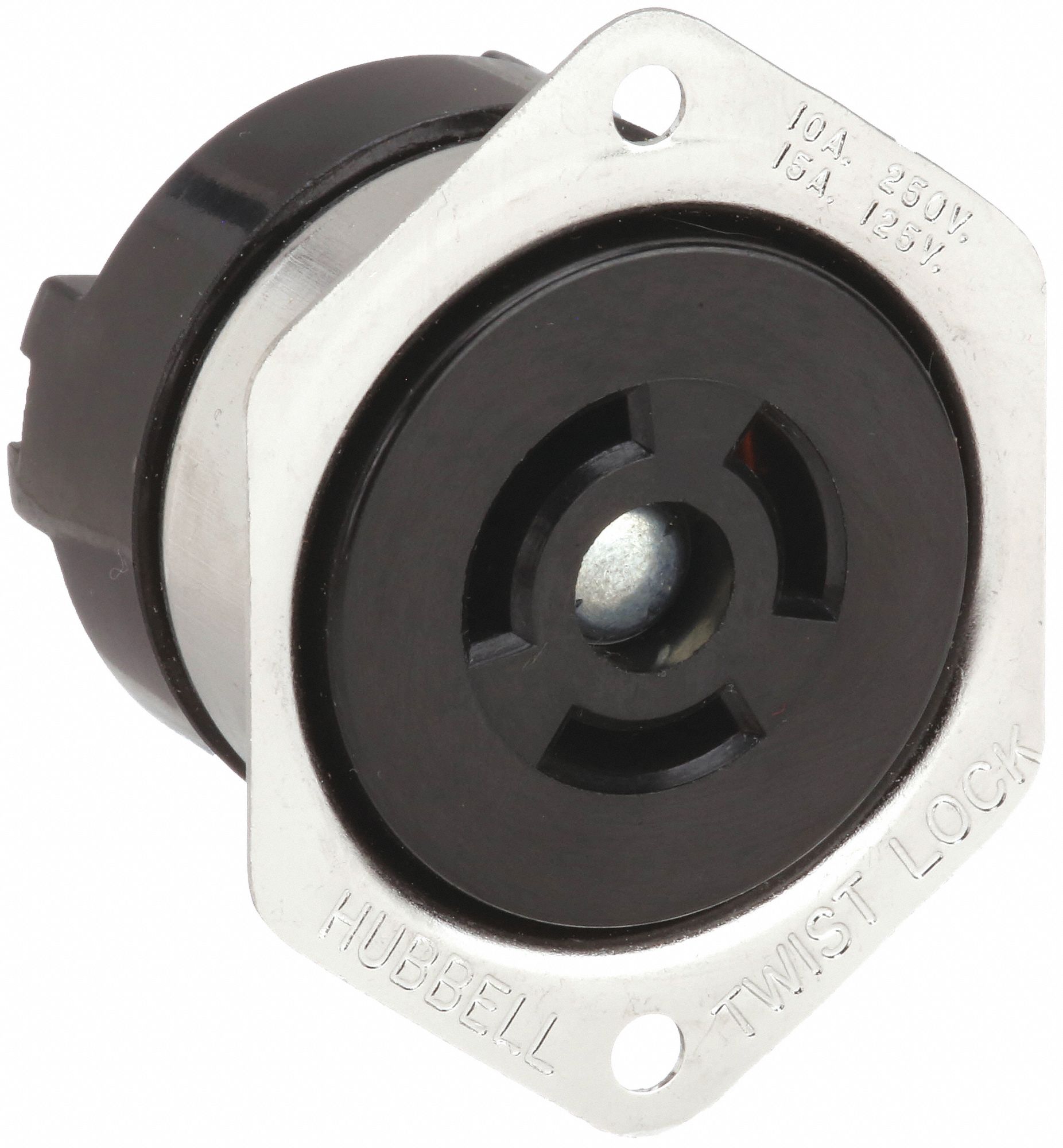 Non-NEMA, 10/15 A, Flanged Locking Receptacle - 3D263|HBL7557 - Grainger