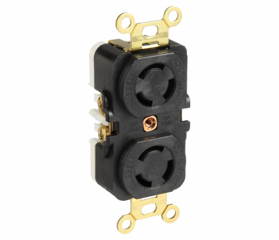 HUBBELL Receptáculo,Negro, 10 a 125V/15 a 250V Amperes, 125/250VCA ...