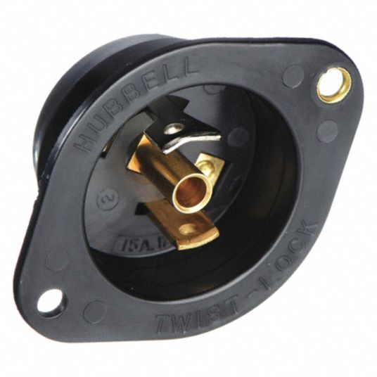 HUBBELL, ML2-15P, 15 A, Midget Locking Flanged Inlet - 3D270|HBL7595N ...