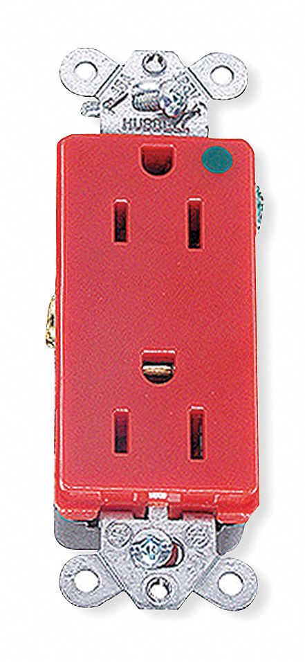15, Hospital Grade, Receptacle, Red, No Tamper Resistant - Grainger