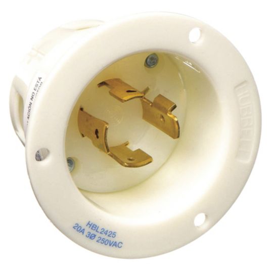 HUBBELL, L15-20P, 20 A, Flanged Locking Inlet - 3D566|HBL2425 - Grainger