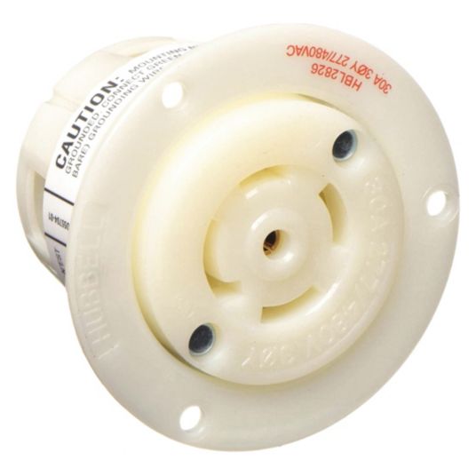 L22-30R, 30 A, Flanged Locking Receptacle - 3D661|HBL2826 - Grainger