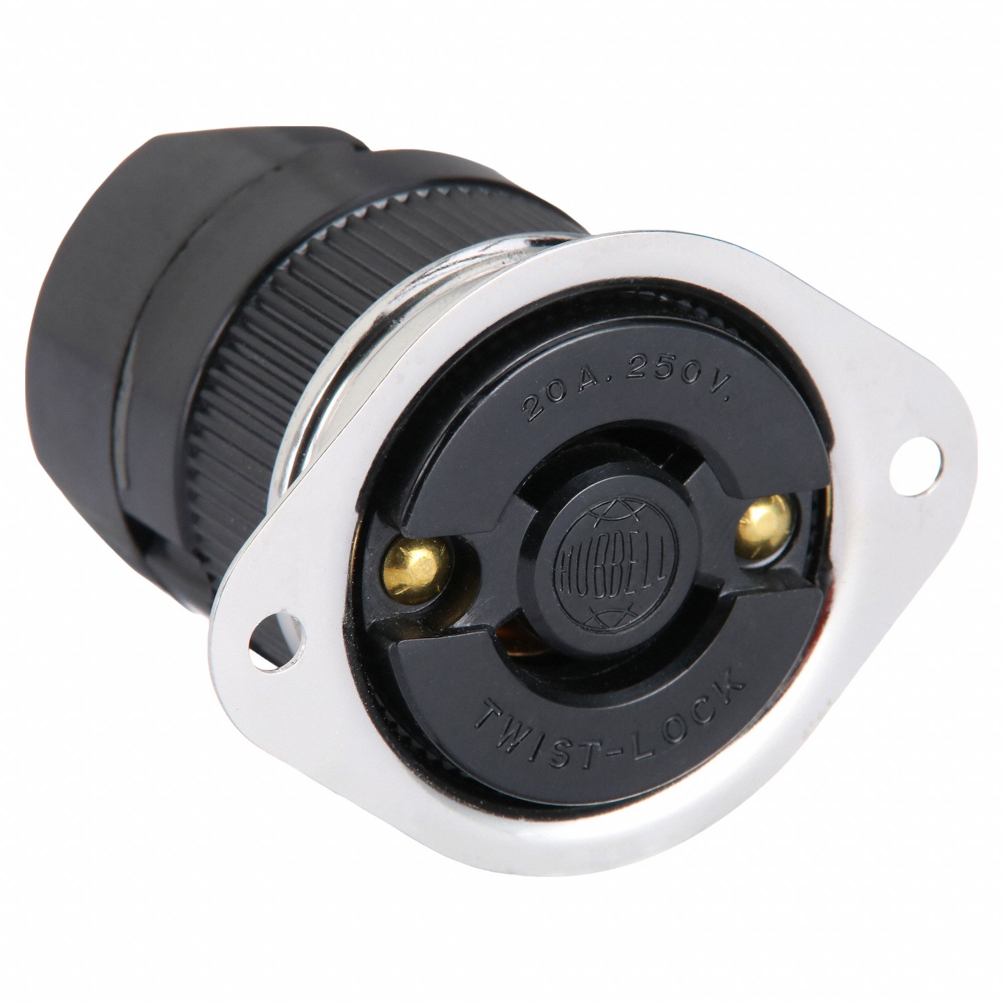 L2-20R, 20 A, Flanged Locking Receptacle - 3D693|HBL3226 - Grainger
