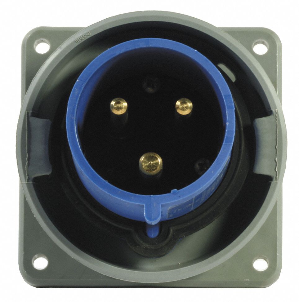 60 A, 250V AC, Watertight Pin and Sleeve Inlet - 3D729|HBL360B6W - Grainger