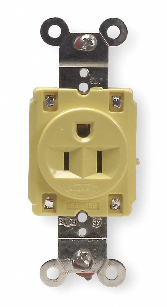 15, Harsh and Heavy Use Industrial, Receptacle, Yellow, No Tamper ...