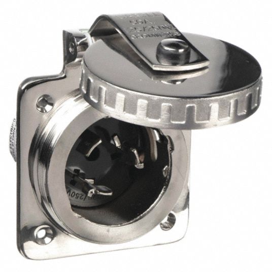 Non-NEMA, 50 A, Flanged Locking Inlet - 3D982|HBL504SS - Grainger