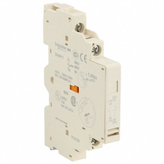 SCHNEIDER, 1NO/1NC, 6 A Max Current (AC), Auxiliary Contact - 3DA35 ...