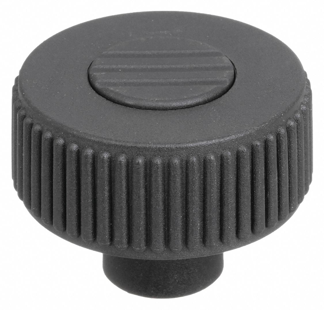 Knurled, Plastic w/ Steel Thread, Hand Knob - 3DAX2|K0260.21A3 - Grainger