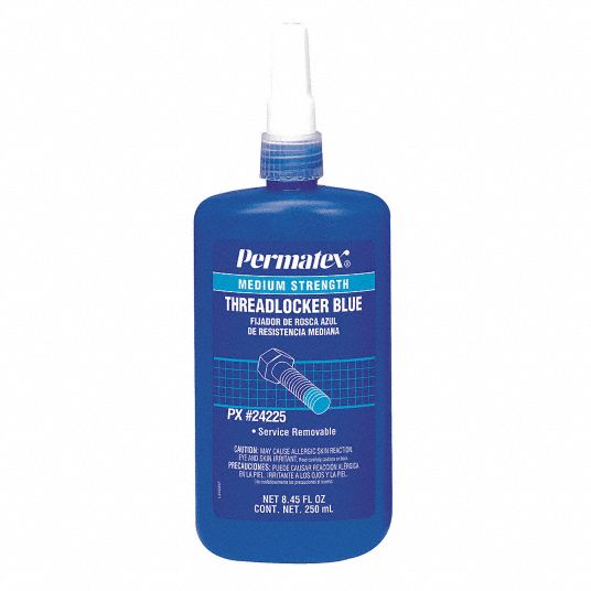 Medium-Strength Threadlocker, Blue, 250mL Bottle - Grainger