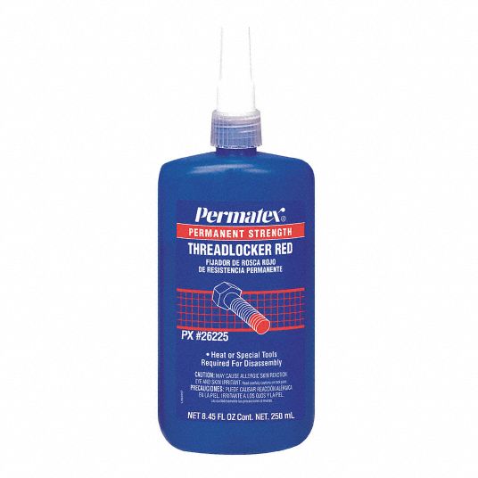 High-Strength Threadlocker, Red, 250mL Bottle - Grainger