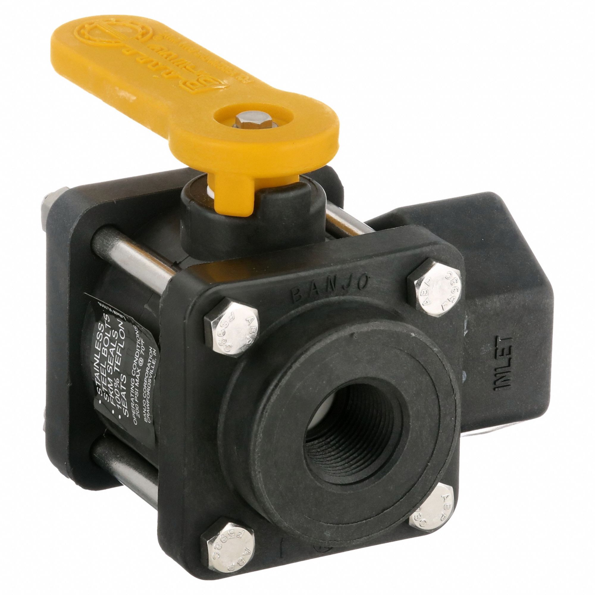 BANJO, 3/4 in, Polypropylene, Manual Three-Way Ball Valve - 3DTF8 ...