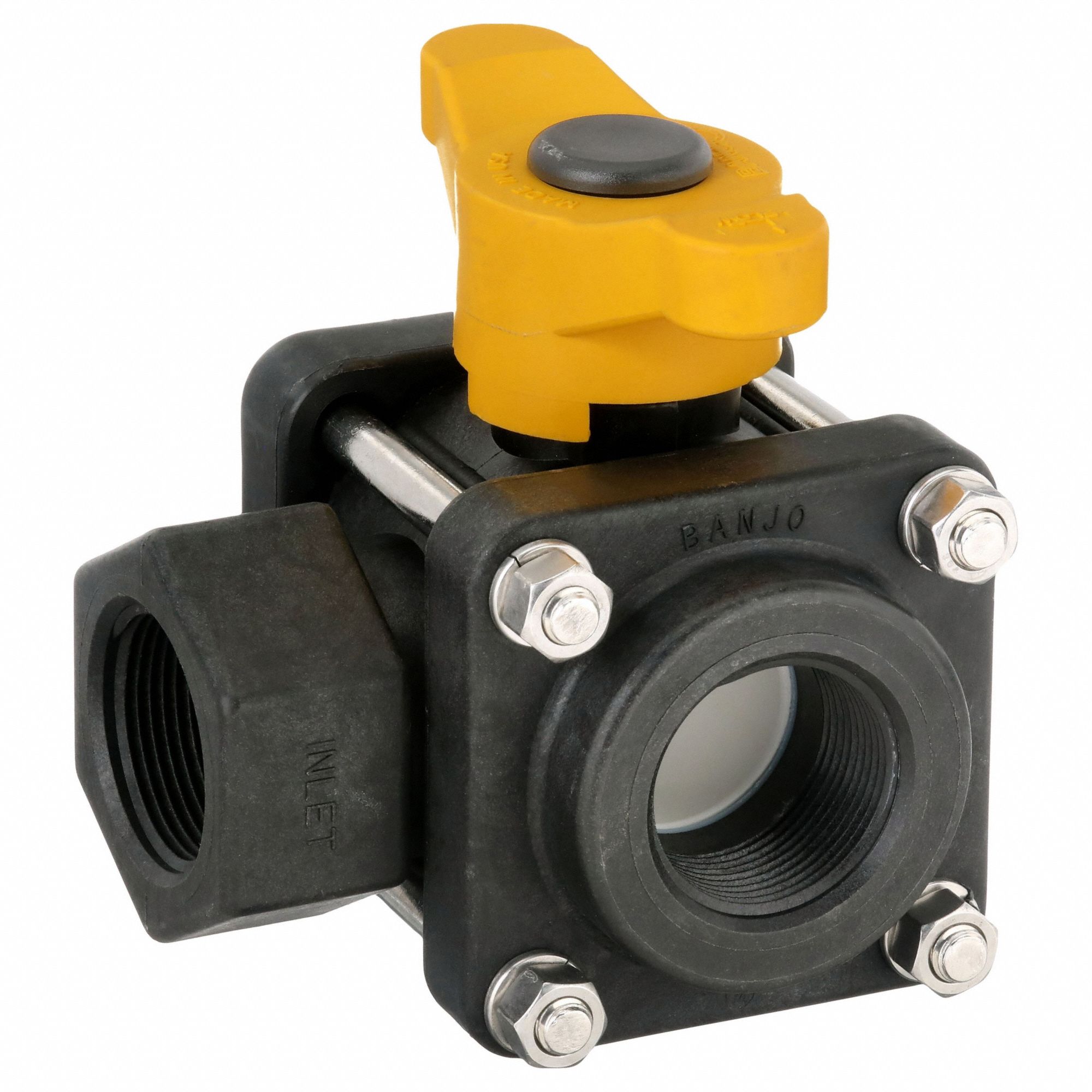 BANJO, 1 1/4 in, Polypropylene, Manual Three-Way Ball Valve - 3DTG1 ...
