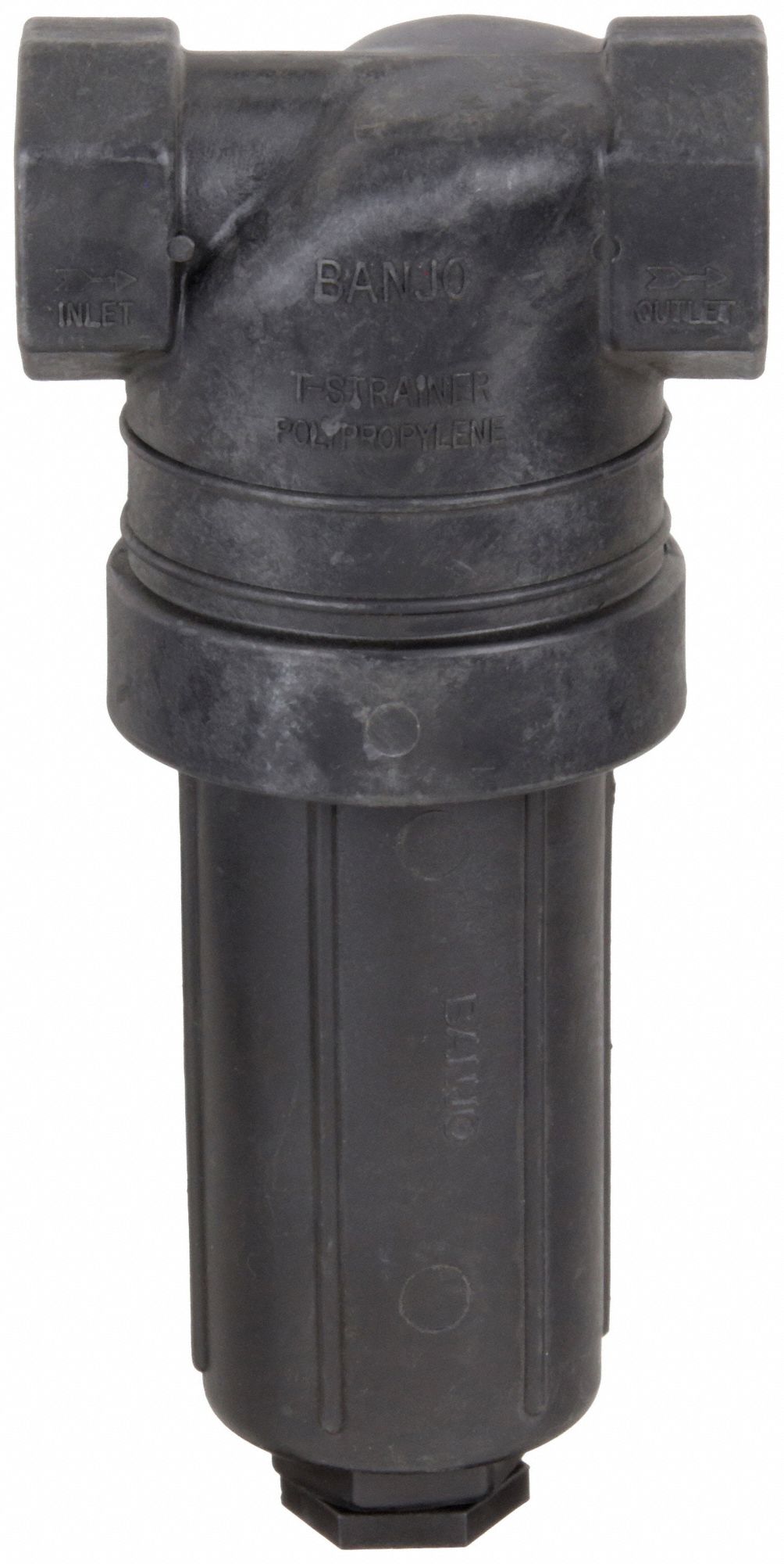 BANJO Inline Strainer: Polypropylene, 1 1/2 in, NPT, 80 mesh, 254 psi ...