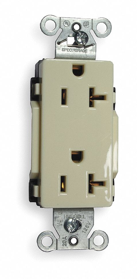 20, Commercial, Receptacle, Almond, No Tamper Resistant - Grainger